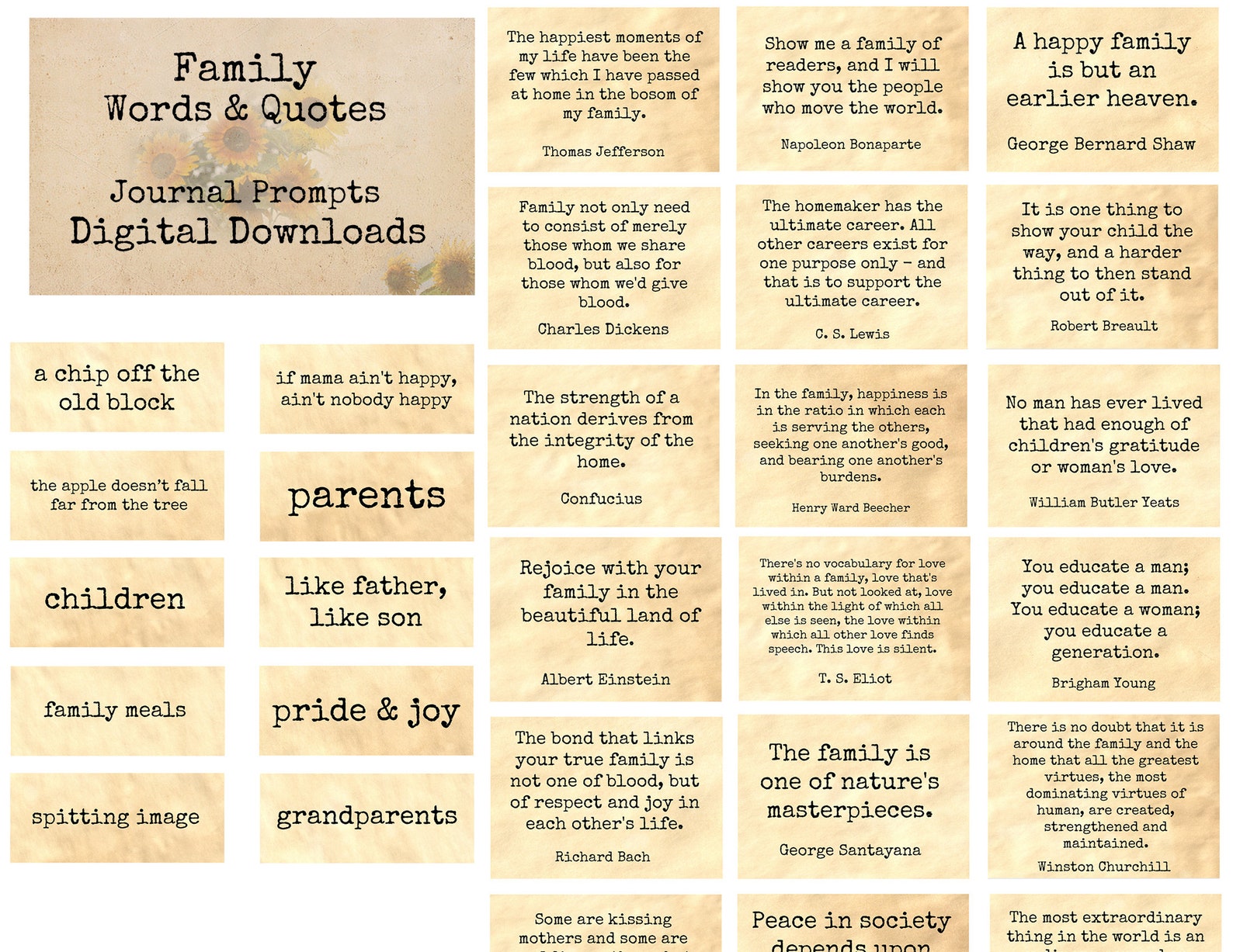 Family - Words & Quotes - Journal Prompts, Printable Words, Instant ...
