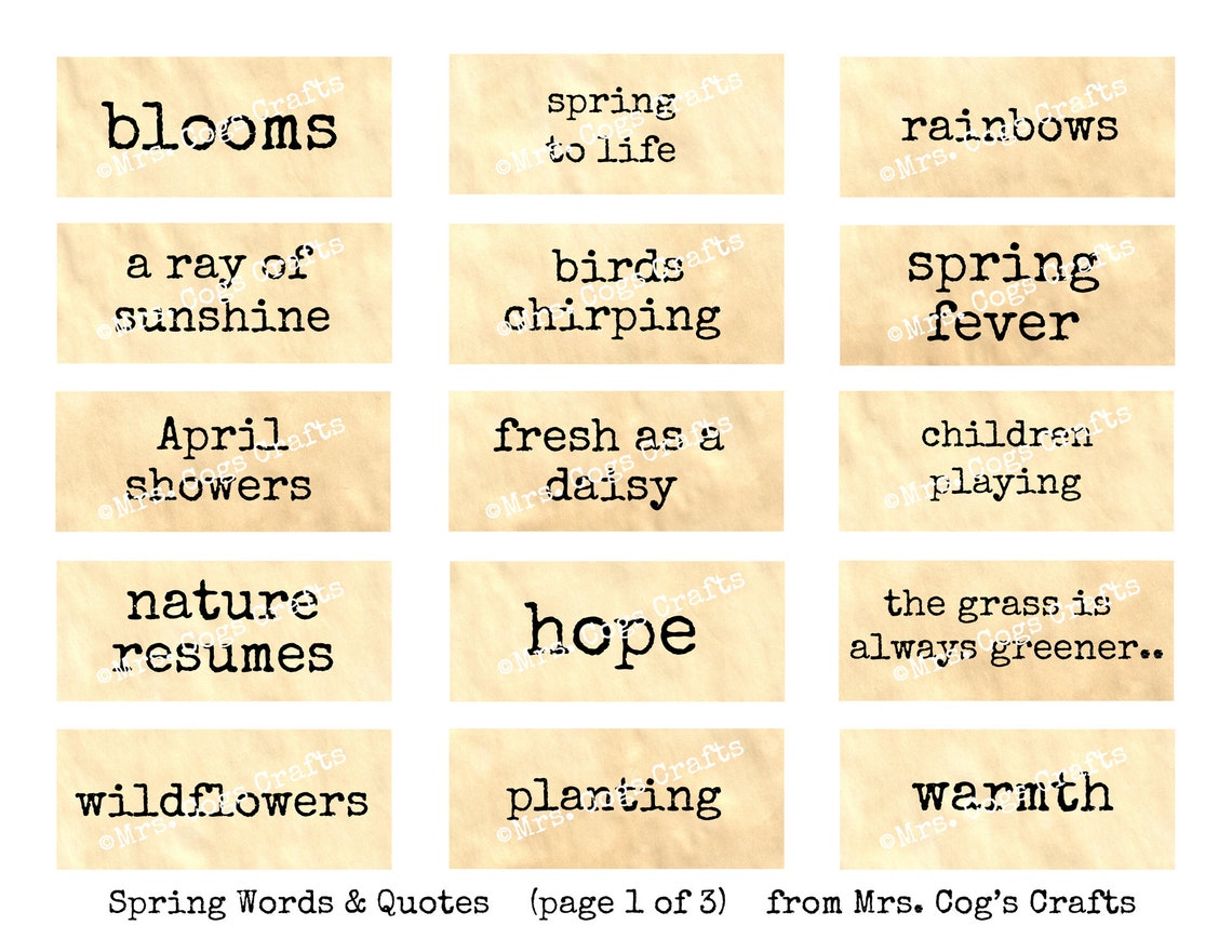 Spring Words & Quotes Journal Prompts Printable Words - Etsy