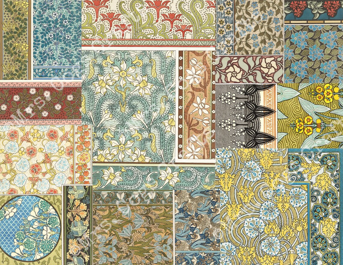 Patchwork Collage Pages - Full Page Images, Printable Images, Instant ...