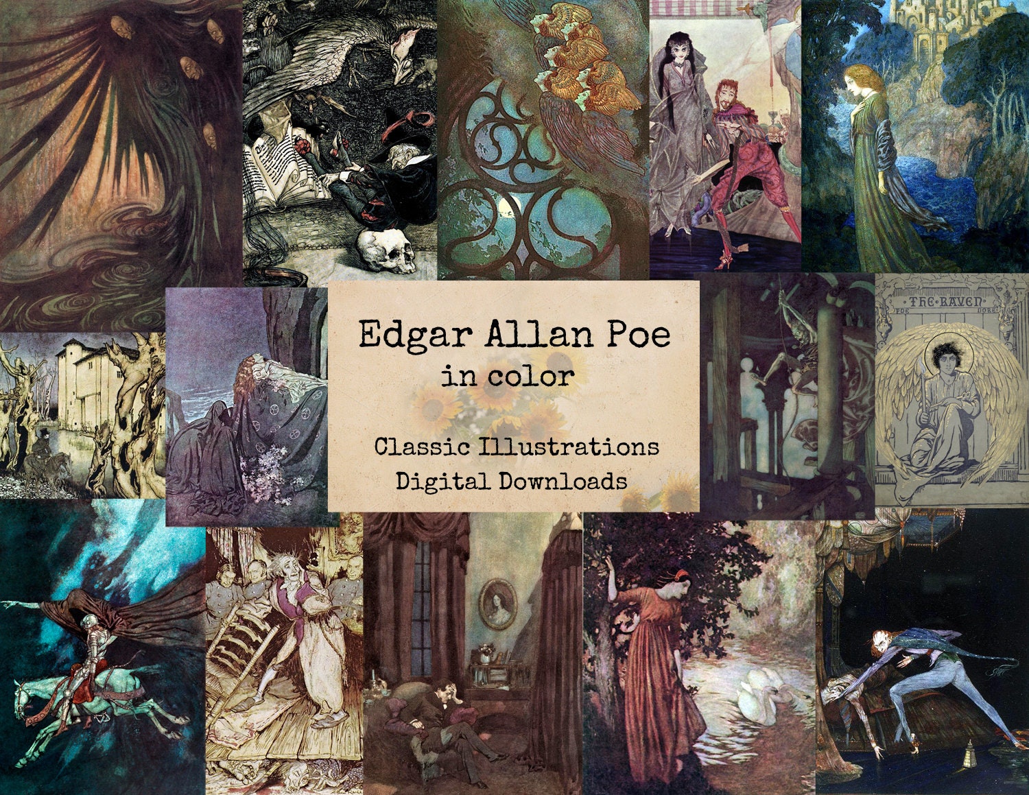 Edgar Allan Poe in Color Digital Ephemera Classics Digital - Etsy Canada