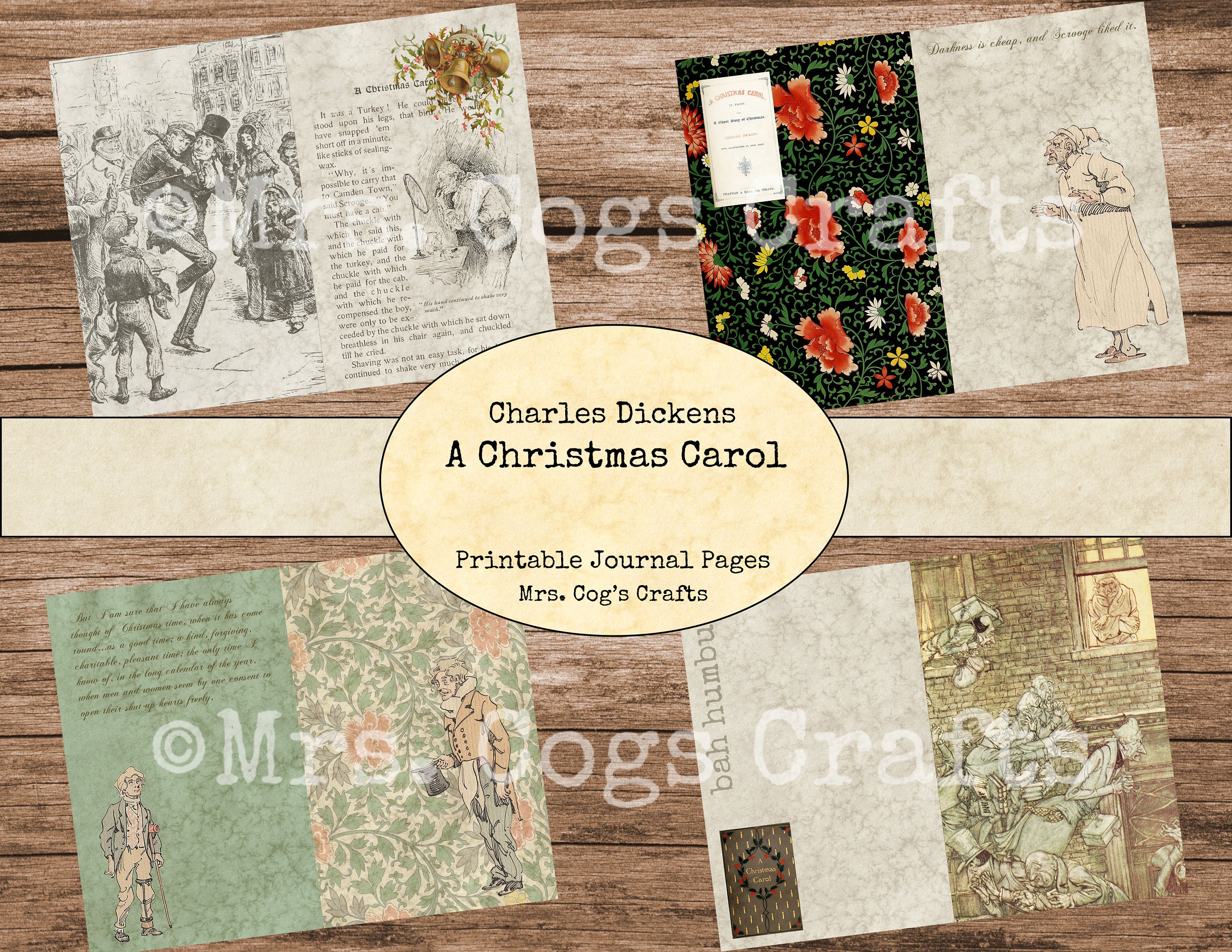 Dickens Christmas Carol - Junk Journal Kit, Printable Journal, Digital ...