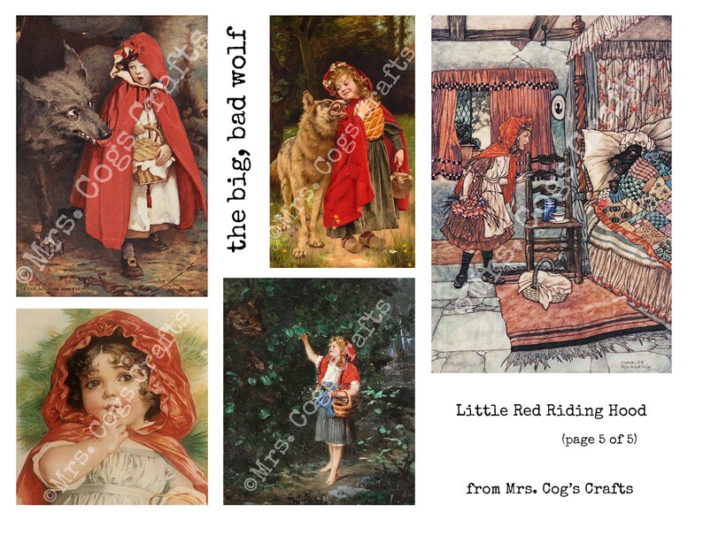 Little Red Riding Hood Digital Ephemera Classics Printable - Etsy