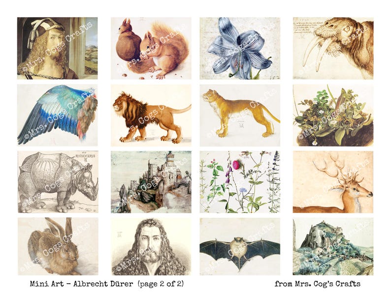 Mini Art - Albrecht Dürer - Printable Images, Digital Download ...