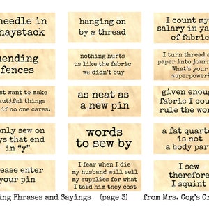 Sewing Phrases and Sayings - Journal Prompts, Printable Words, Instant ...