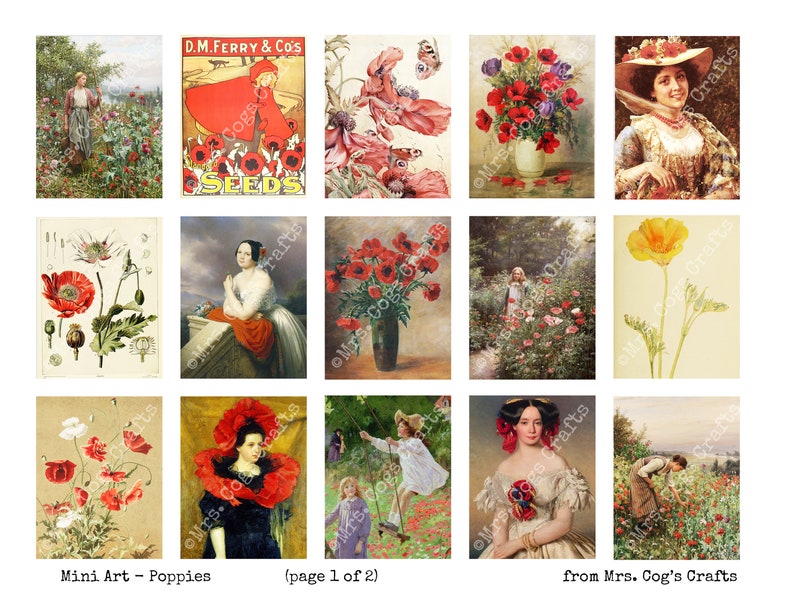 Mini Art - Poppies - Printable Images, Digital Download, Miniature ...