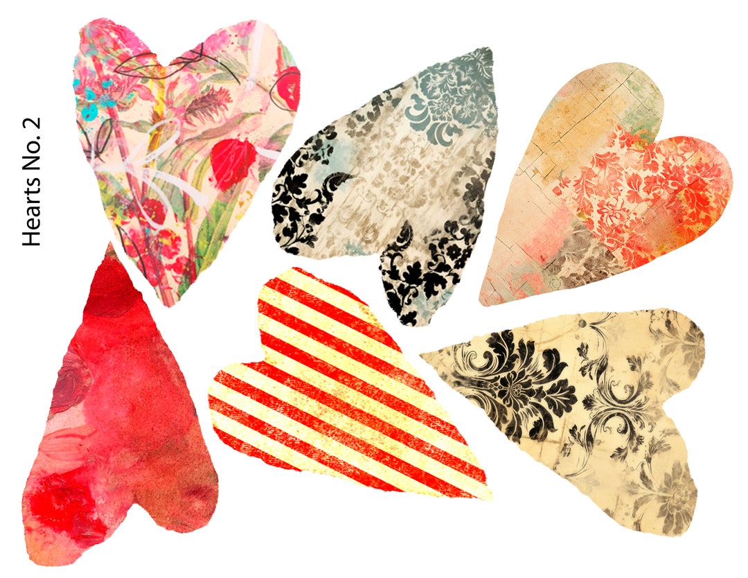 Heart Collage No. 2 Printable Images Collage Digital File Decoupage ...