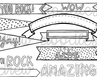 Growth Mindset Doodles pt 2 Digital Clip Art Set Black Line | Etsy