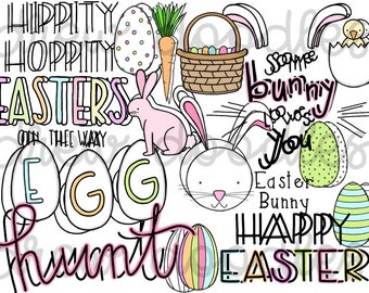 Easter Doodles Digital Clip Art Set Instant Download | Etsy