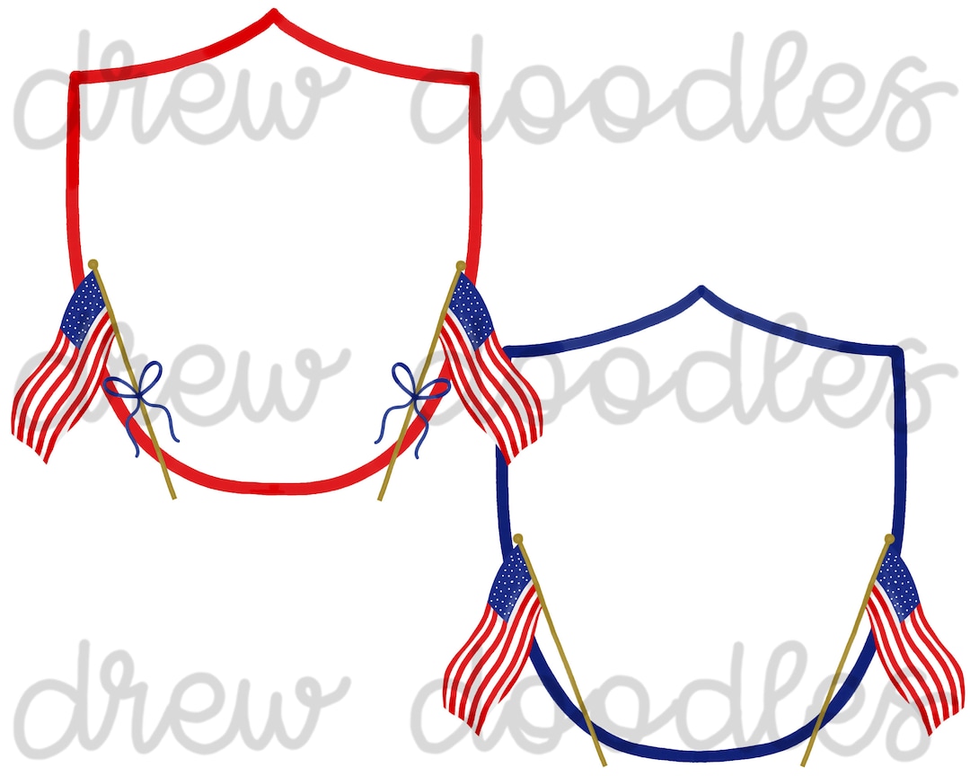 Watercolor Patriotic, Red White and Blue, USA Flag Crest Digital Clip ...