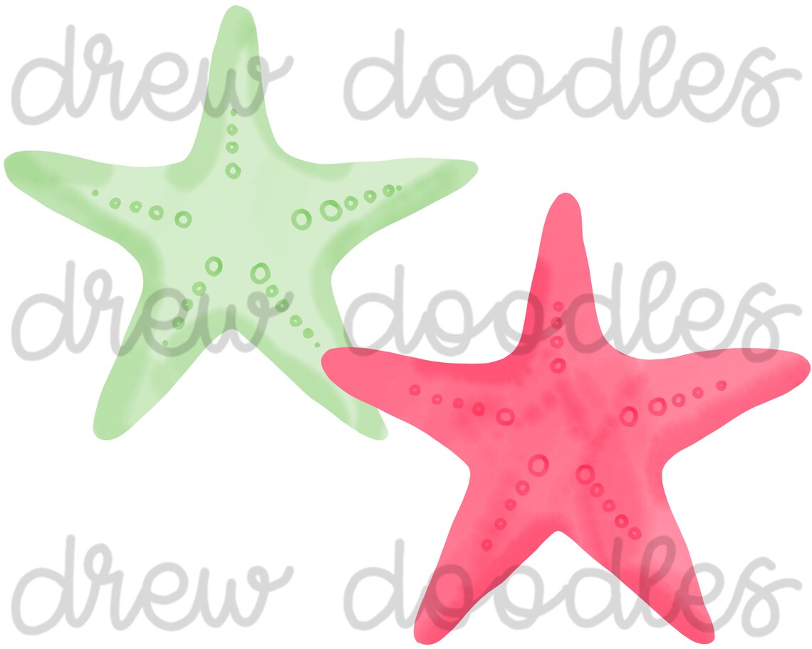 Watercolor Starfish Digital Clip Art Set Instant Download | Etsy