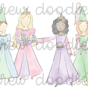 Watercolor Pastel Princesses- Digital Clip Art Set- Instant Download - Etsy