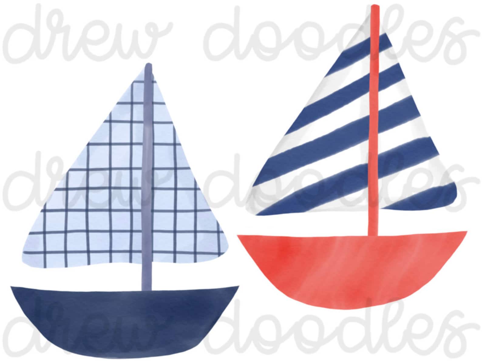 Watercolor Sailboats Set 2 Digital Clip Art Set Instant - Etsy