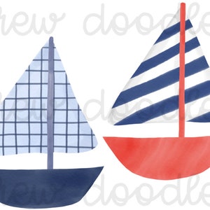 Watercolor Sailboats Set 2 Digital Clip Art Set- Instant Download - Etsy