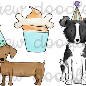 Watercolor Party Dogs Digital Clip Art Set- Instant Download - Etsy