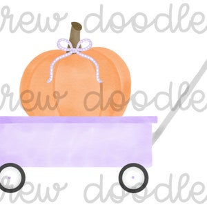 Watercolor Pink and Purple Girl Pumpkin Wagons Digital Clip Art Set ...