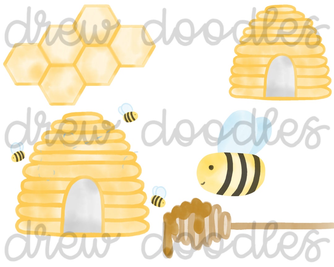 Watercolor Honey Bee Digital Clip Art Set- Instant Download - Etsy
