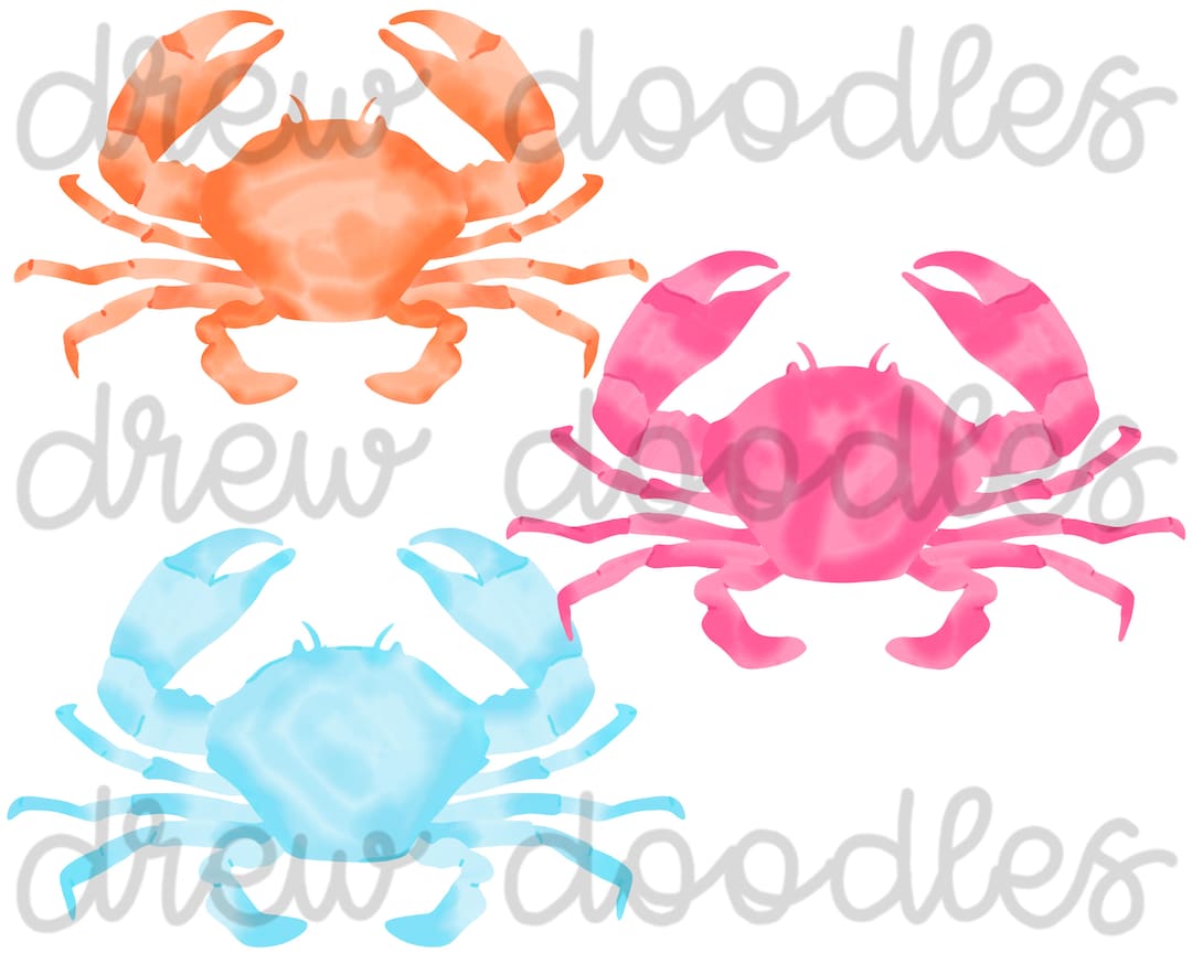 Watercolor Crabs Digital Clip Art Set- Instant Download - Etsy
