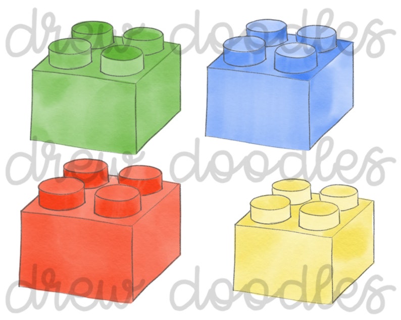 Watercolor Blocks Digital Clip Art Set- Instant Download - Etsy
