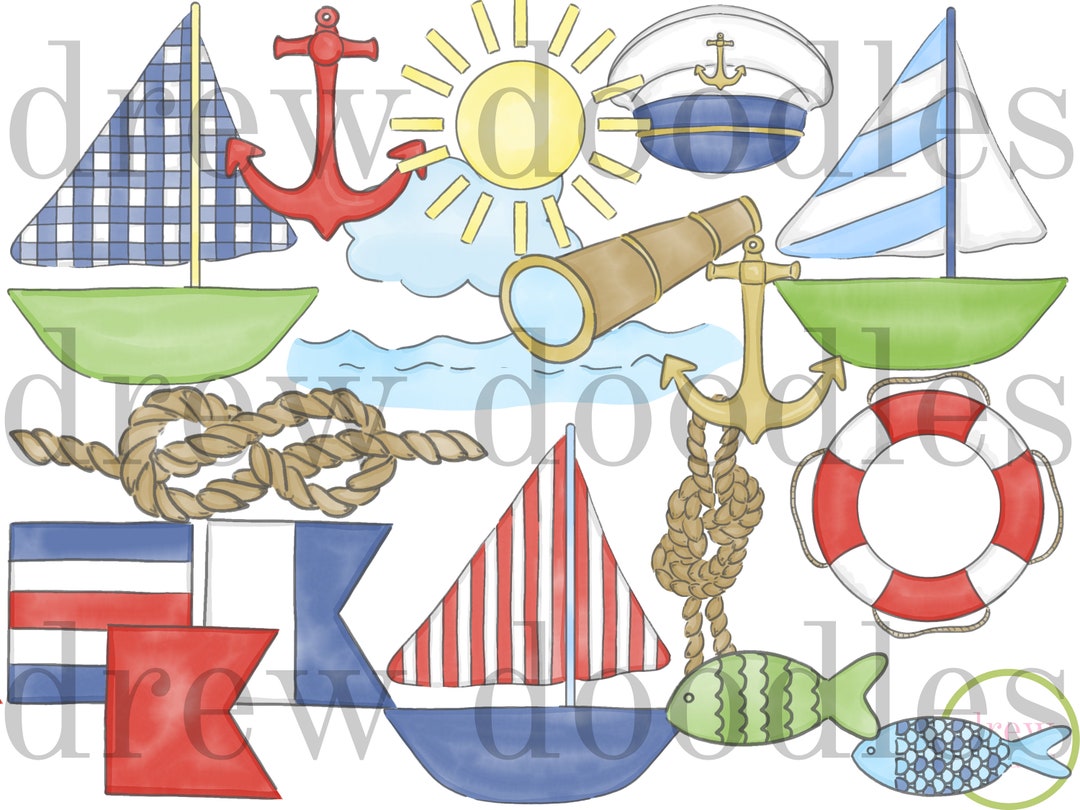 Watercolor Sailing Sailboat Jumbo Clip Art Set- Instant Download - Etsy