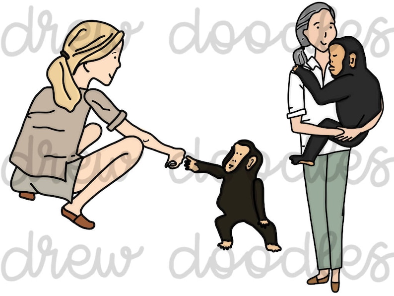 Jane Goodall Digital Clip Art Set Instant Download | Etsy