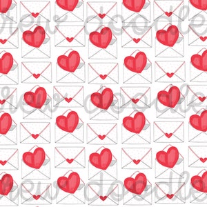 Watercolor Valentine's Day Love Letters Print Pattern Digital Papers ...