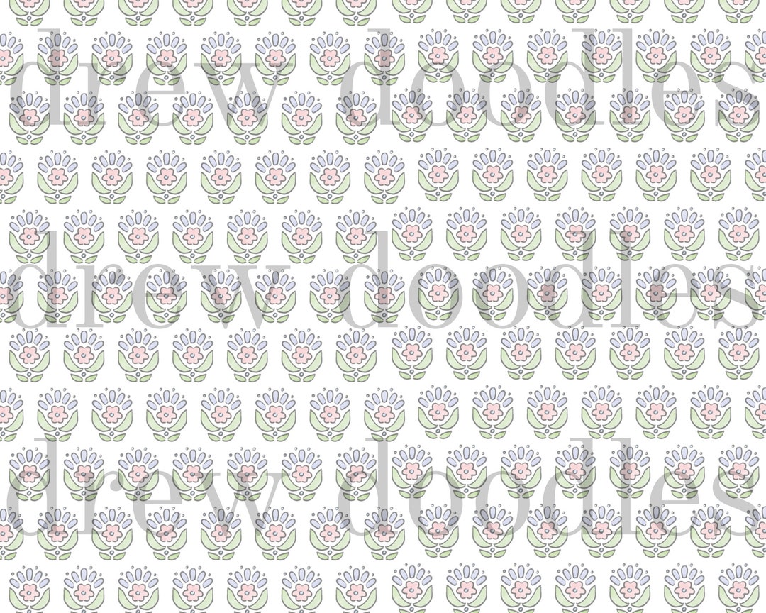 Watercolor Spring Floral Pastel Block Print Digital Papers Backgrounds ...