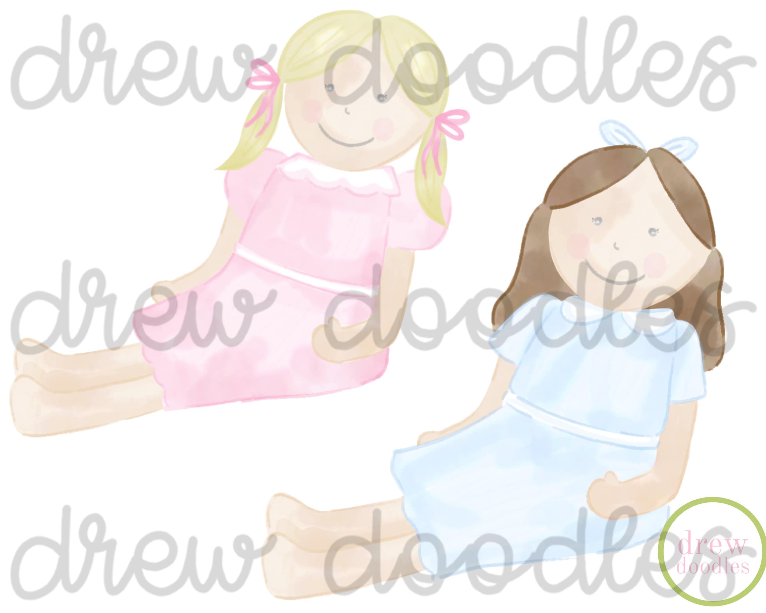 Watercolor Baby Dolls Digital Clip Art Set Instant Download - Etsy