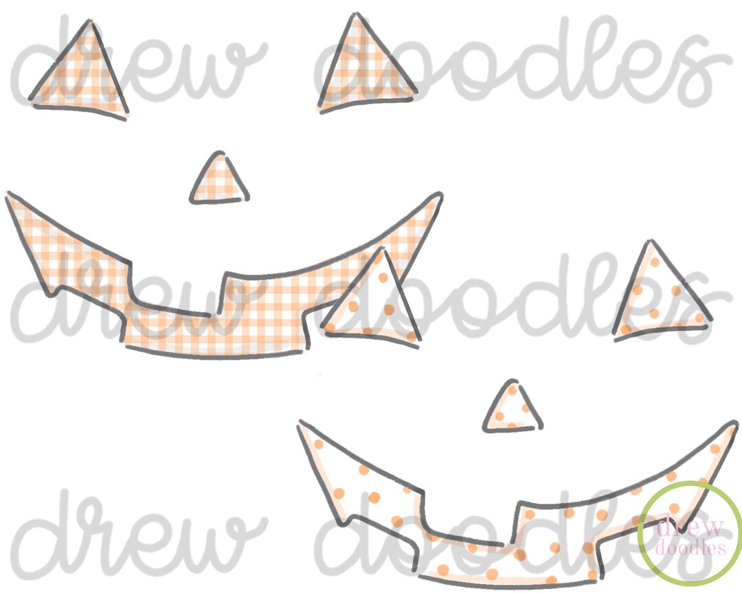 Watercolor Halloween Jack O Lantern Face Clip Art Set (digital Download ...