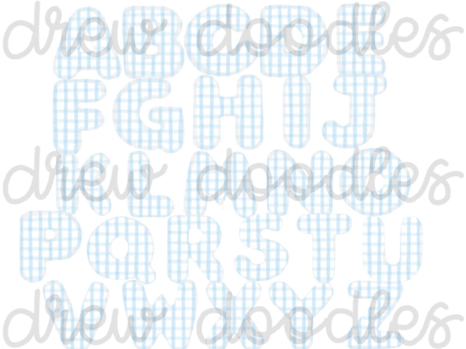 Watercolor Light Blue Gingham Alphabet Digital Clip Art Set | Etsy