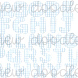 Watercolor Light Blue Gingham Alphabet Digital Clip Art Set- Instant ...