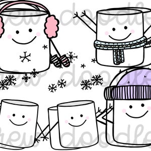 A Marshmallow World Digital Clip Art Set- Color and Black Line COMBO ...
