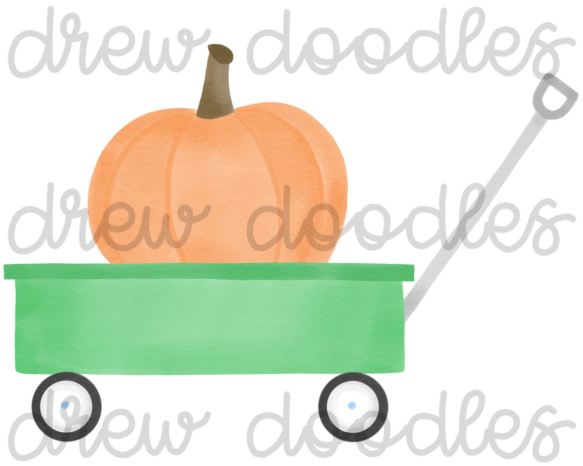 Watercolor Blue and Green Boy Pumpkin Wagons Digital Clip Art - Etsy