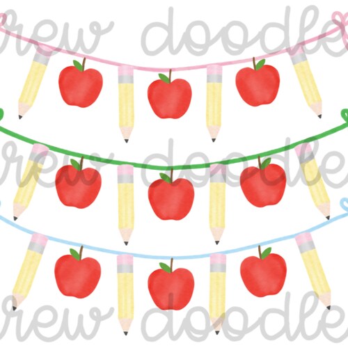 Watercolor Apple Bow Frame Digital Clip Art Set Instant - Etsy