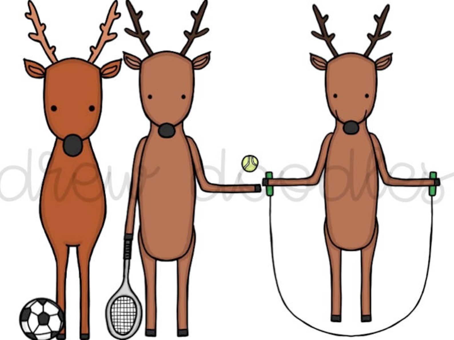 Reindeer Games Digital Clip Art Set Instant Download | Etsy