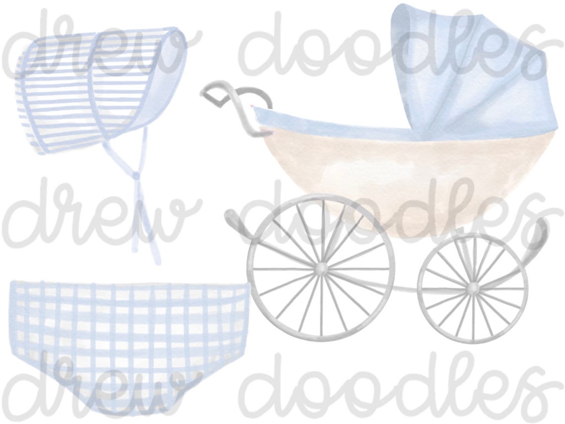 Watercolor Baby Boy Bonnets Digital Clip Art Set Instant - Etsy