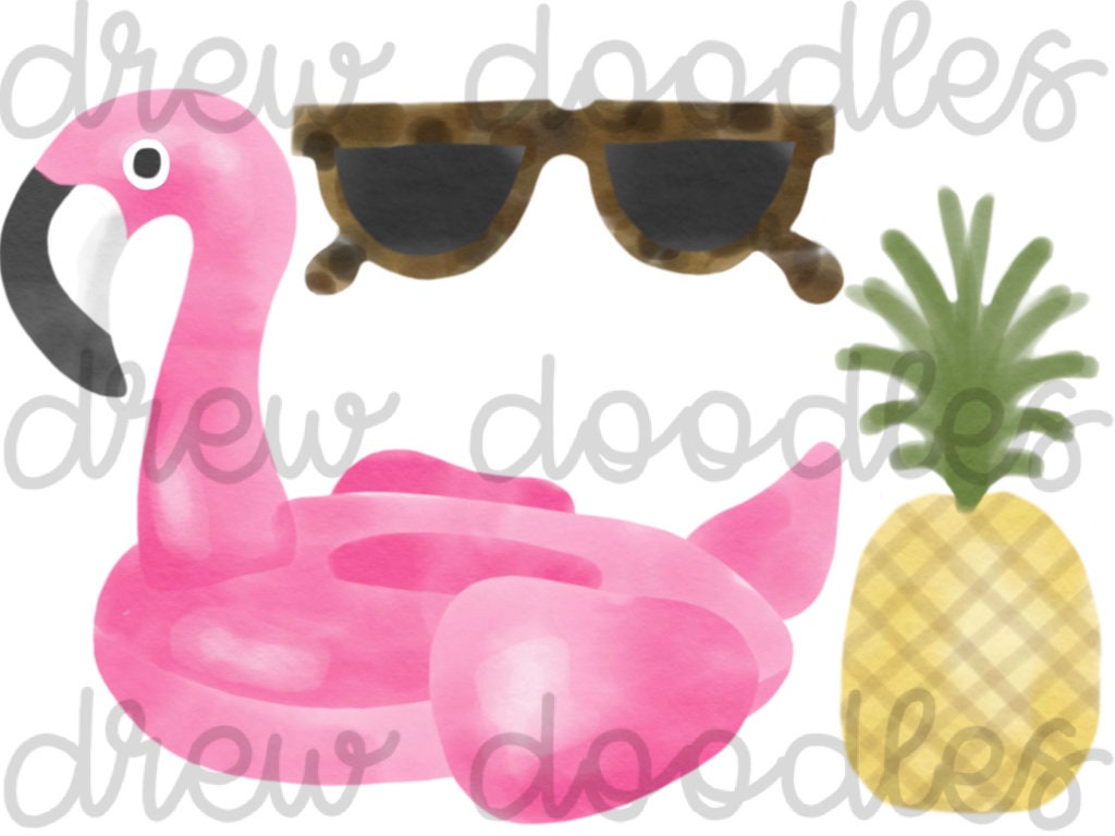 Watercolor Summer Fun Digital Clip Art Set Instant Download - Etsy