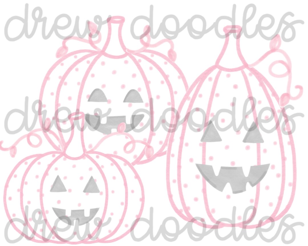 Watercolor Light Pink Bitty Dot Jack O Lanterns Digital Clip Art Set ...
