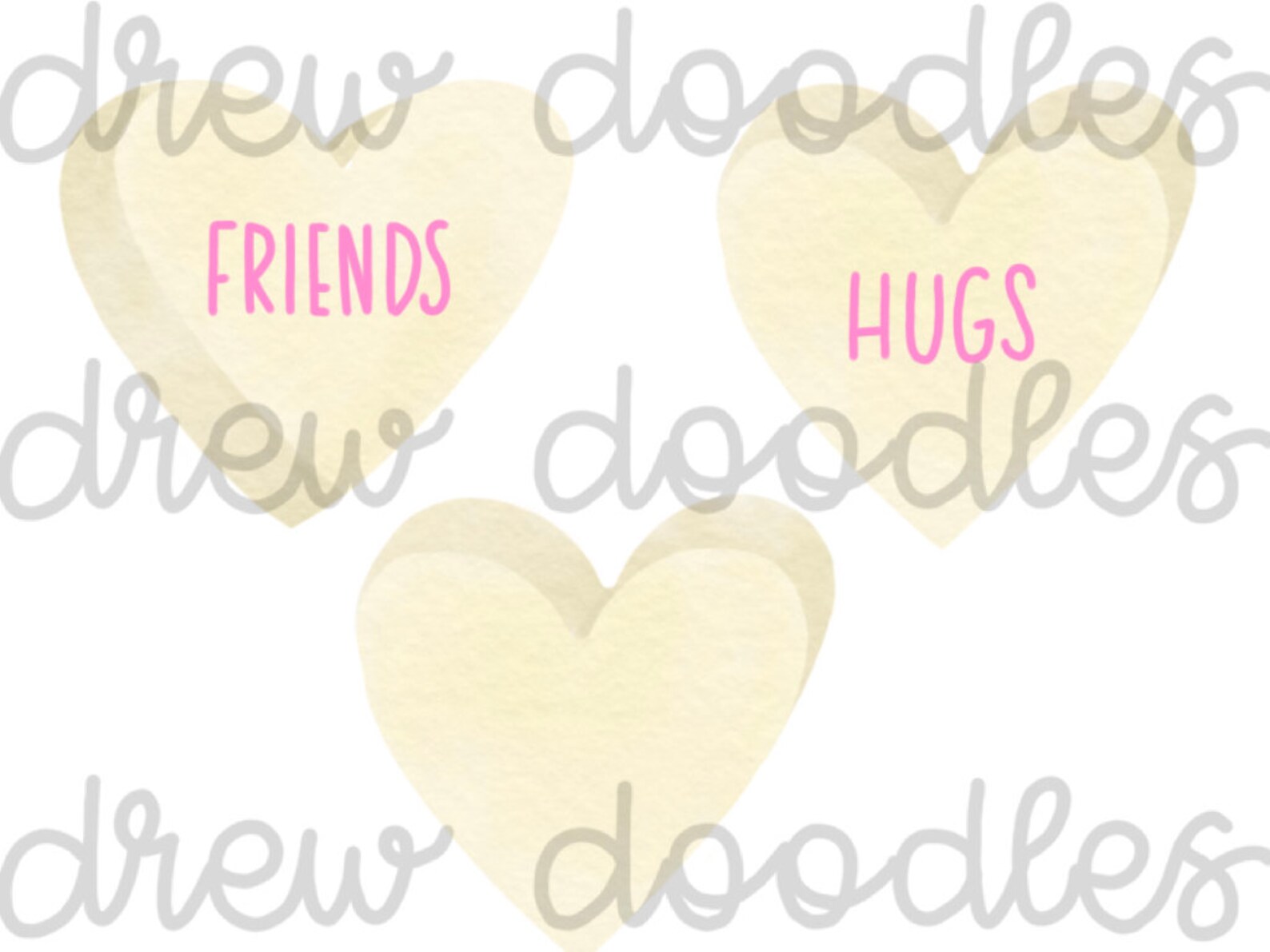 Watercolor Valentine's Day Conversation Hearts Digital - Etsy