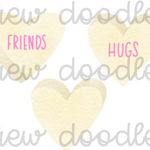 Watercolor Valentine's Day Conversation Hearts Digital Clip Art Set ...