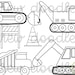 Black Outline Construction Trucks Digital Clip Art Set- Instant ...