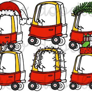 Christmas Coupe Digital Clip Art Set- Color and Black Line COMBO ...