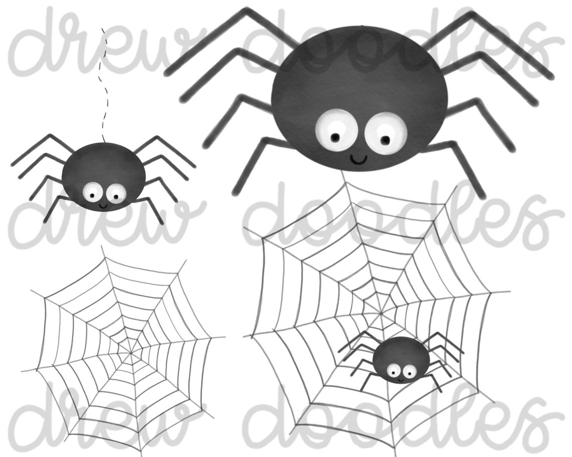 Watercolor Halloween Spiders- Digital Clip Art Set- Instant Download - Etsy