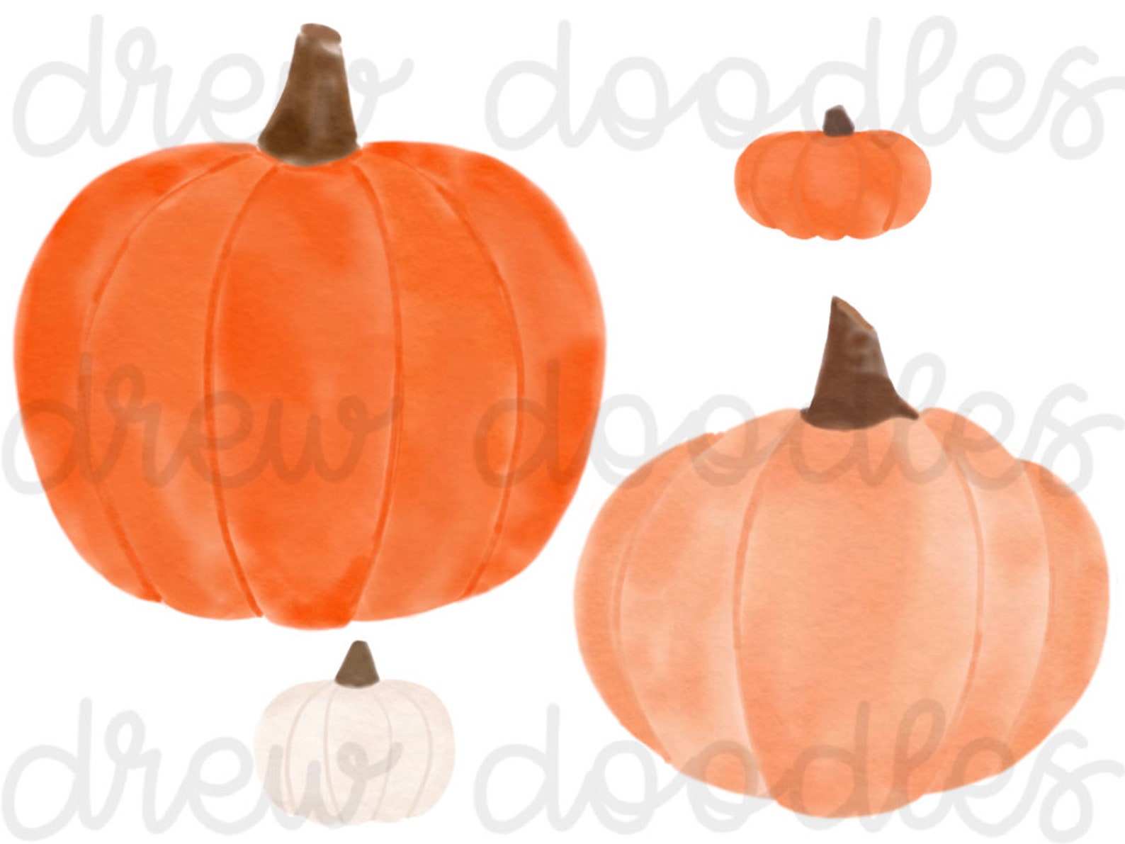 Watercolor Pumpkins Digital Clip Art Set Instant Download - Etsy