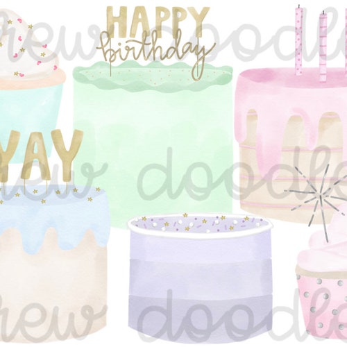 Watercolor Baby Girl First Birthday Digital Clip Art Set - Etsy