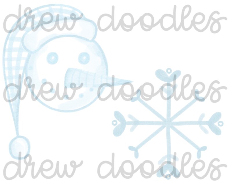 Watercolor Blue Outline Snow Girl Digital Clip Art Set | Etsy