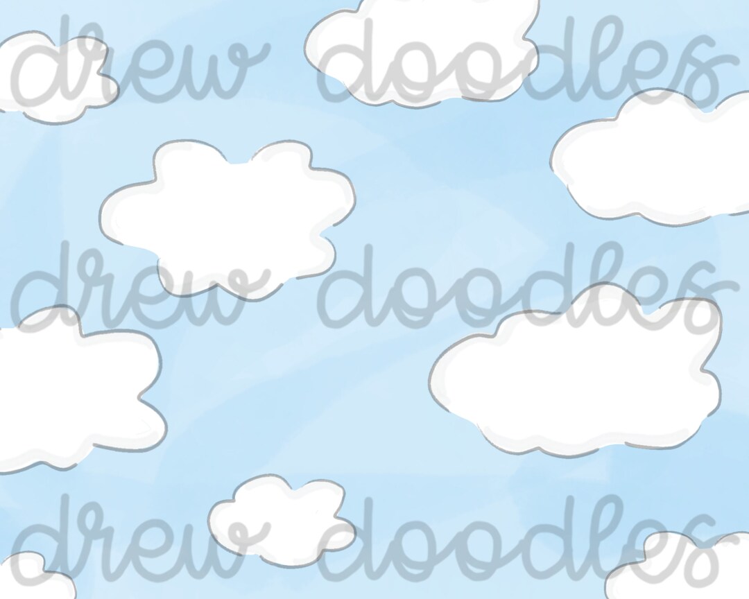 Watercolor Toy Friends Cloud Pattern Digital Papers Backgrounds 4x4 ...
