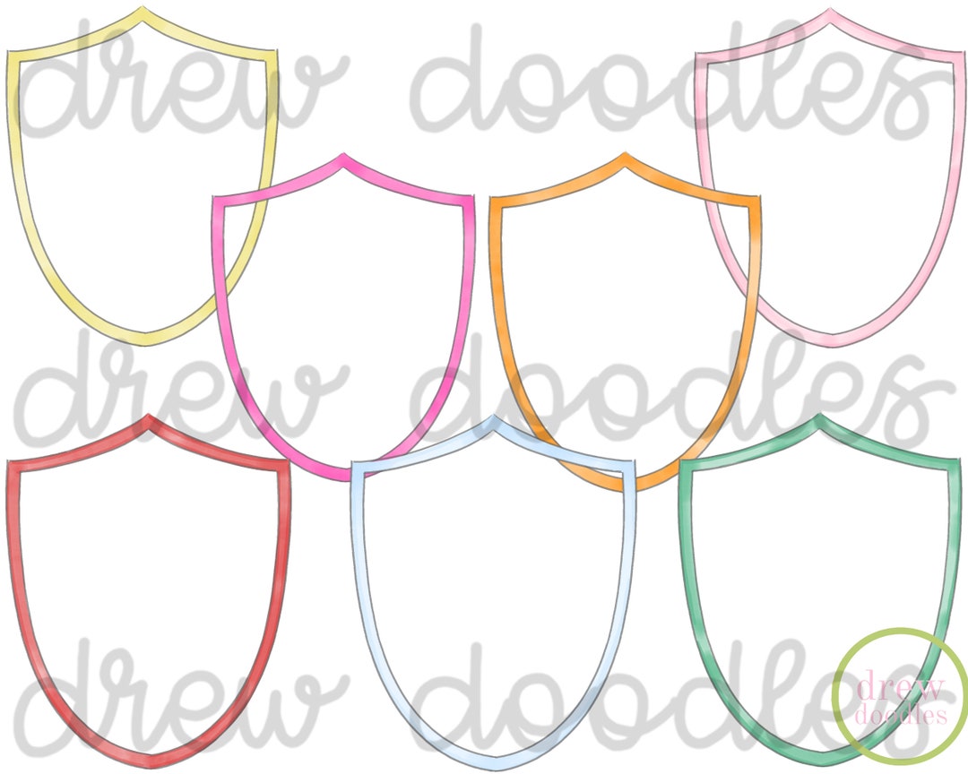 Watercolor Set of 8 Crests/frames- Digital Clip Art Set- Instant ...