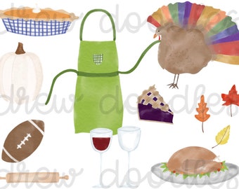 Watercolor First Thanksgiving Digital Clip Art Set Instant | Etsy