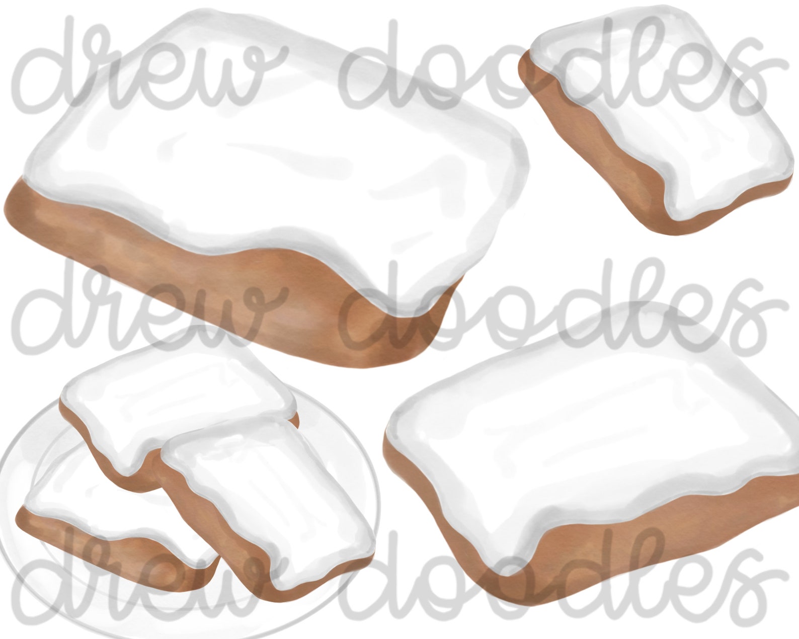 Watercolor Beignets Digital Clip Art Set- Instant Download - Etsy