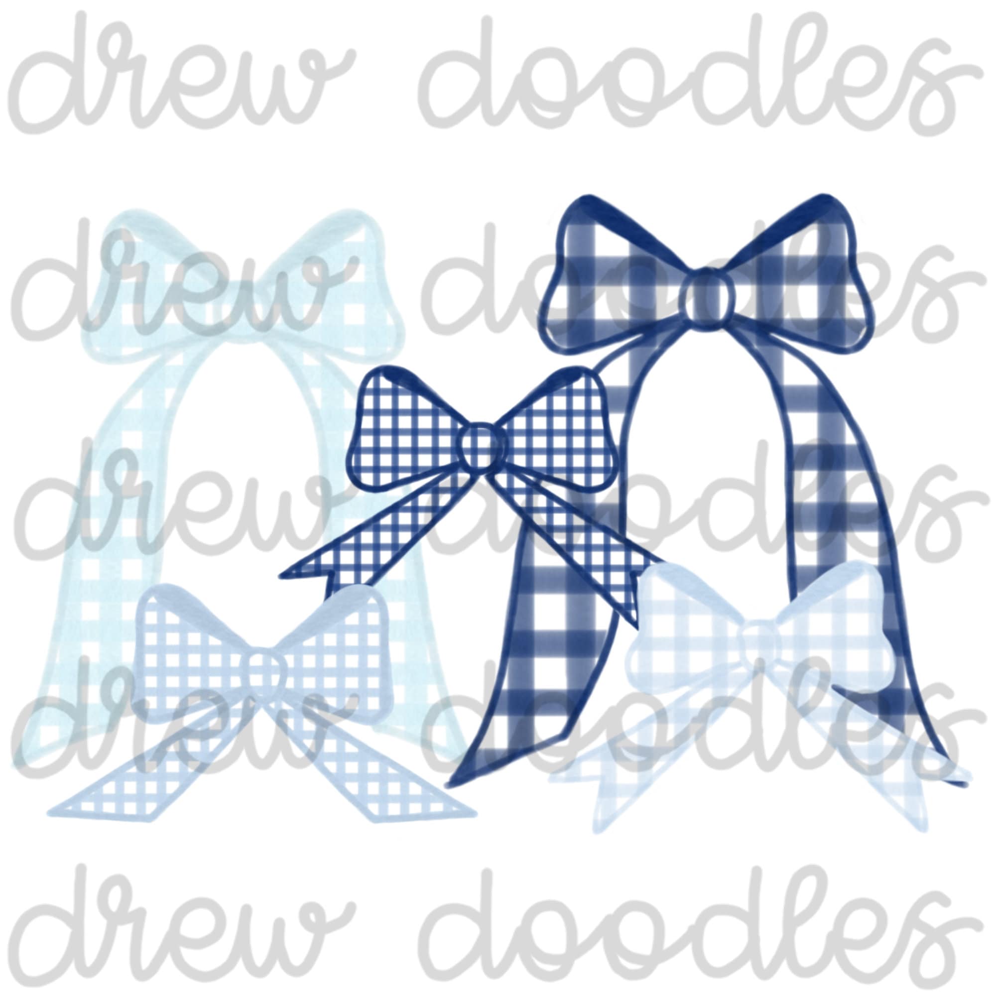 Watercolor Gingham Bows Ribbons Digital Clip Art Set Instant - Etsy